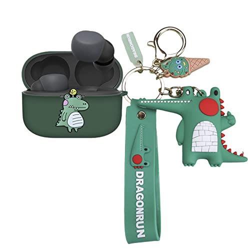CASEVERSE Case Compatible with Sony LinkBuds S, Cute Cartoon Anime Dinosaur Silicone Soft Covers for LinkBuds S with Keychain for Girls Boys Teens