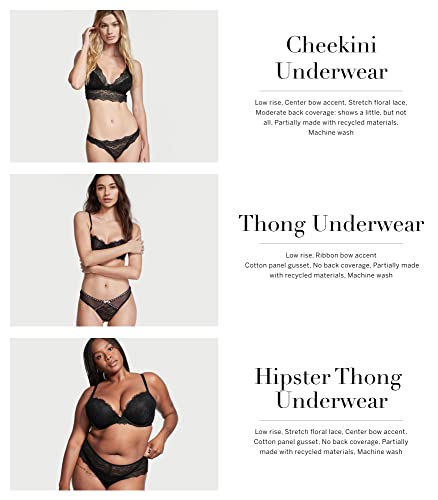 Victoria's Secret Dream Angels Lace Cheekini Panty, Underwear for Women, Black (M)