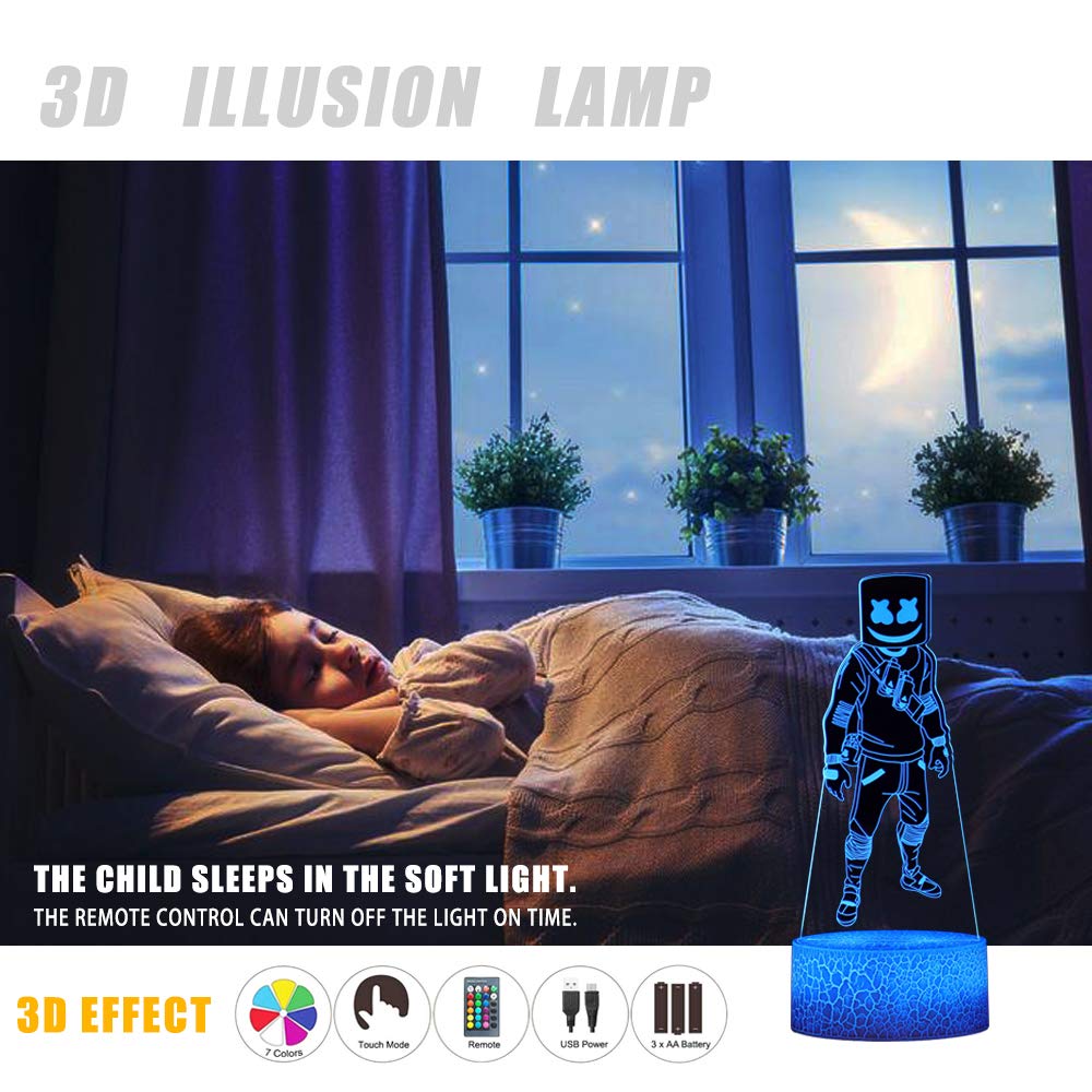 Wronka 5 in 1 Sets 3D Anime Night Light Toys, LED Illusion Lamp, 16 Color Change Bedside Lamp with Remote Control, Xmas Birthday Gift for Kids Child