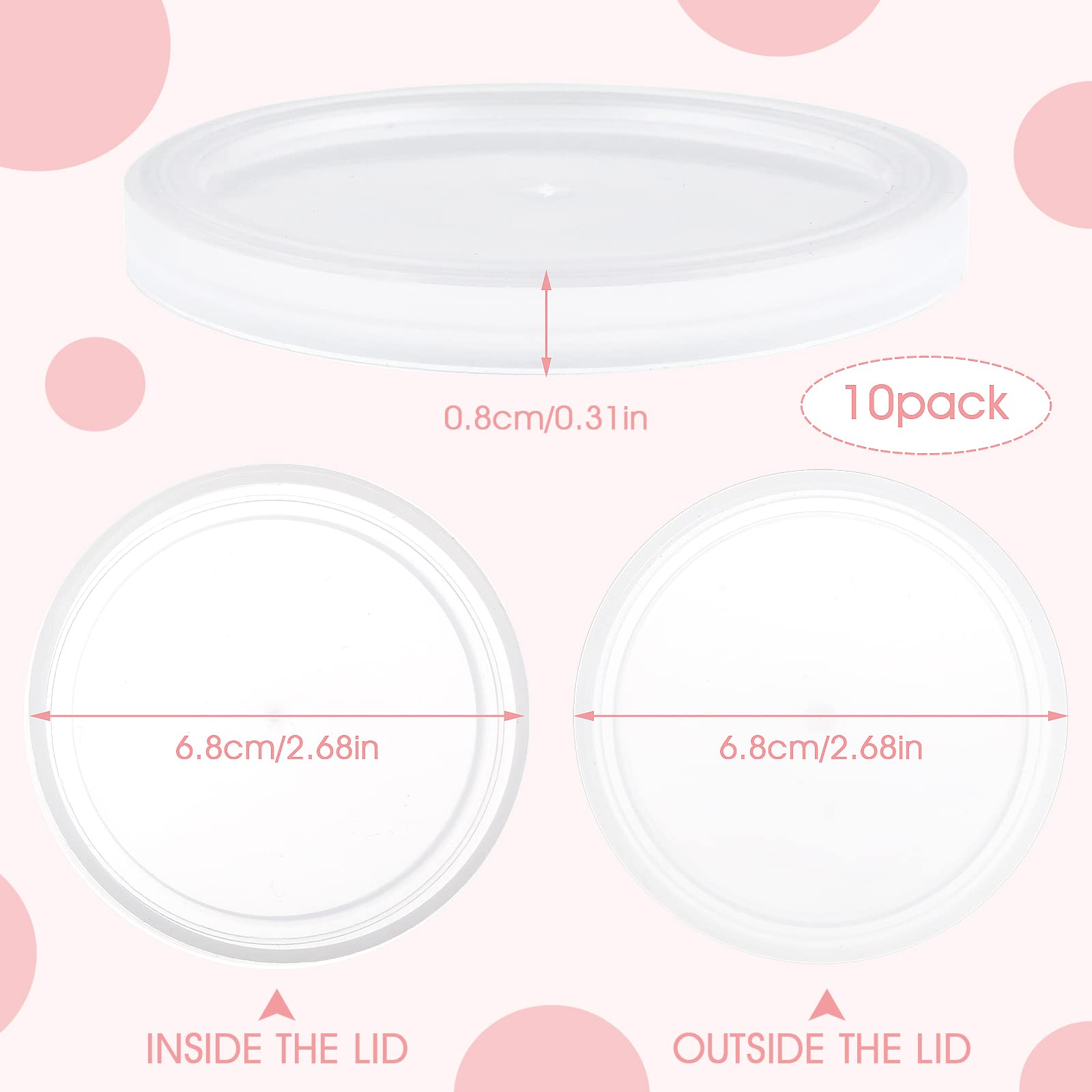 10 Pcs Yogurt Jar Lids for Oui Yogurt, Clear Plastic Yogurt Container Lids Food Storage Replacement Lids Covers Compatible with Oui Yogurt Jars (2.64 Inch)