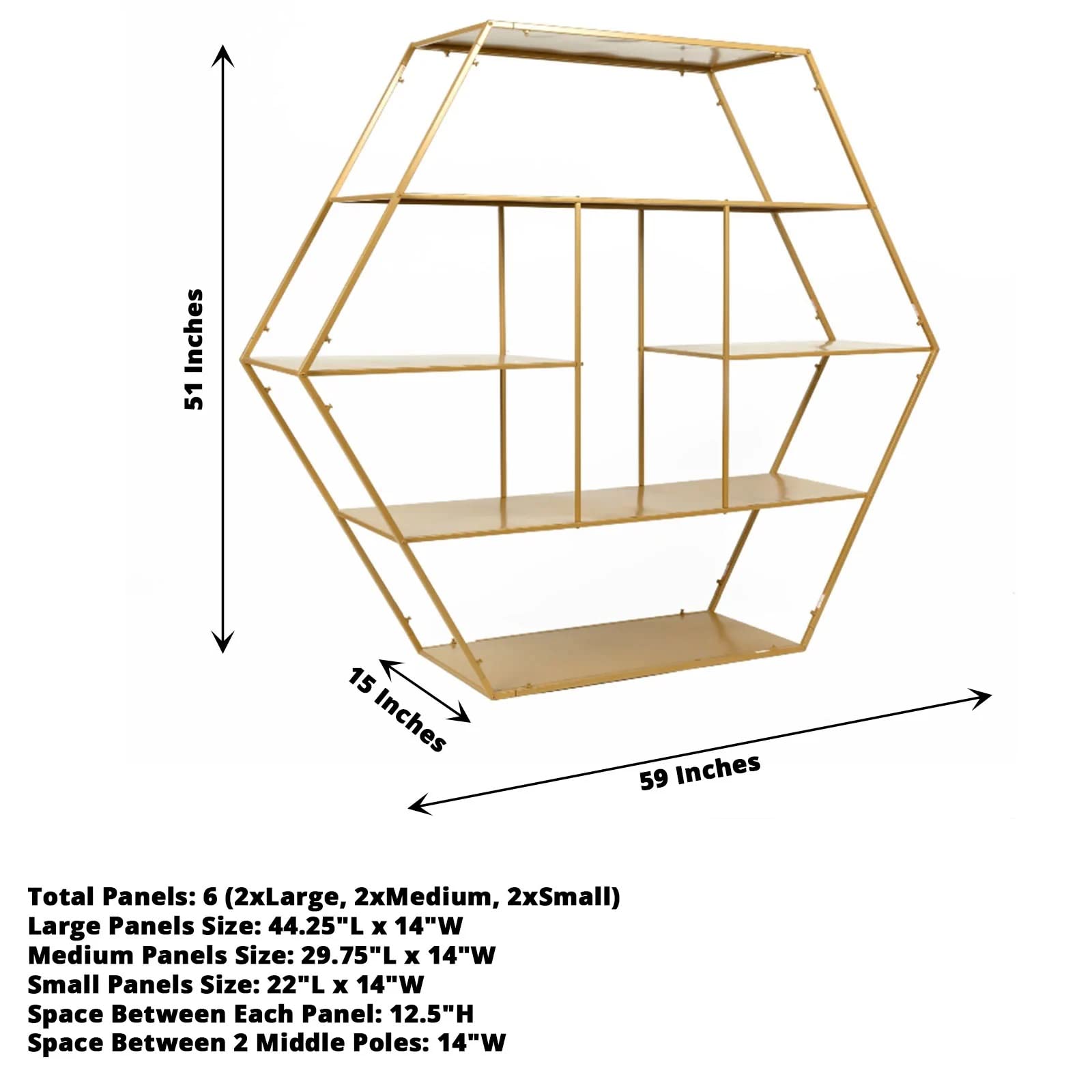 4 feet Gold Large Hexagon Metal Cake Dessert Display Stand Wedding Arch Backdrop Party Events Home Decorations Supplies