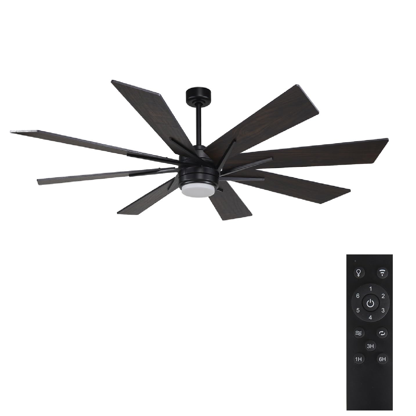 72 Inch Indoor Ceiling Fan with Light and Remote, Reversible DC Silent Motor, 110V ETL Listed for Living Room, Dining Room, Bedroom, Basement, Kitchen, Black