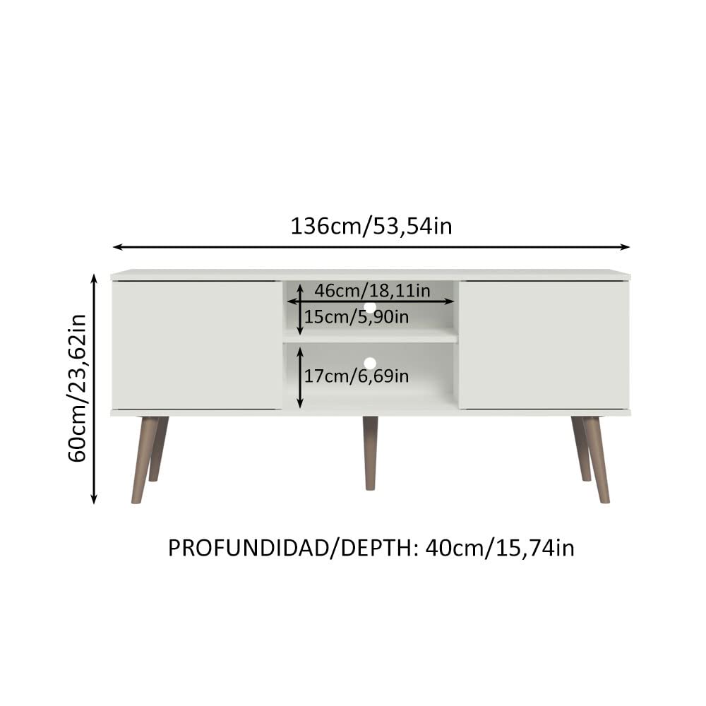Madesa TV Stand Console with 2 Doors and 2 Shelves with Cable Management for 50, 55 Inch Media Storage Media Console Office Entertainment Center Wooden Television Cabinet - White