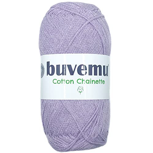 Buvemu Cotton Chainette Yarn, 100% Cotton Fine Weight for Knitting Crocheting, Summer Spring Yarn, 100 Gram (3.53 Ounces) 328 Yards (300 Meters) (Lilac)