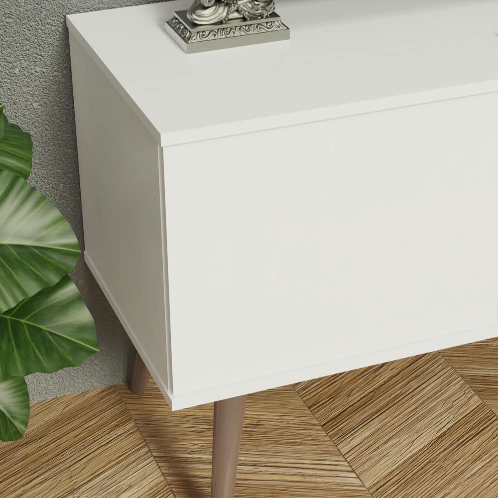 Madesa TV Stand Console with 2 Doors and 2 Shelves with Cable Management for 50, 55 Inch Media Storage Media Console Office Entertainment Center Wooden Television Cabinet - White