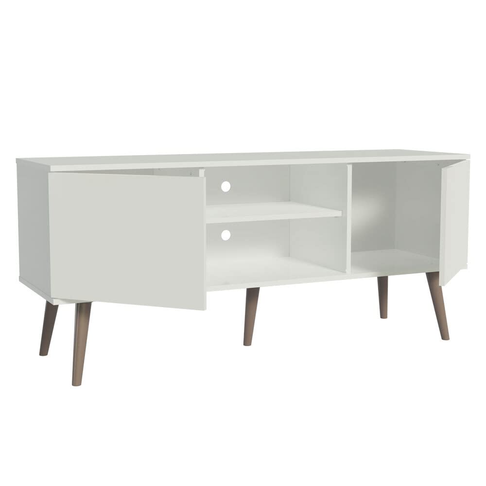 Madesa TV Stand Console with 2 Doors and 2 Shelves with Cable Management for 50, 55 Inch Media Storage Media Console Office Entertainment Center Wooden Television Cabinet - White