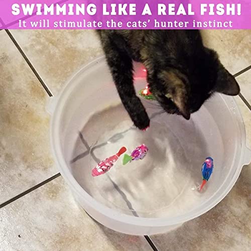 Robo Fish for Cats, Robot Fish Cat Toy, Interactive Robot Swimming Fish Toys for Cat, Activated Swimming in Water with Led Light Plastic Fish Toy Gift, Stimulate Your Cat's Hunter Instincts (3Pcs)