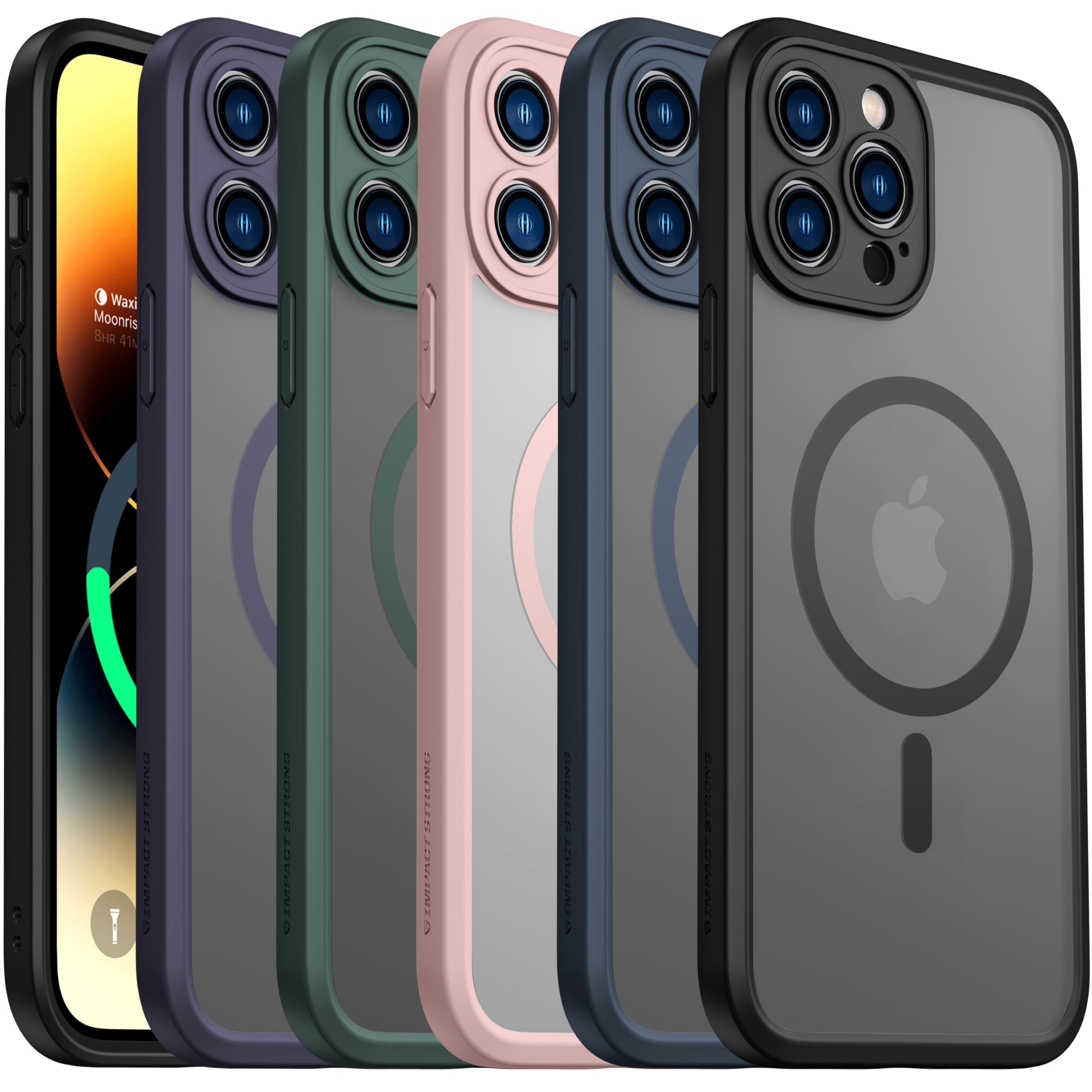 ImpactStrong Magnetic Guard Designed for iPhone 14 Pro Max Case [Camera Protection] [Military Grade Drop Tested] [Compatible with MagSafe] Slim Translucent Matte Phone Case (6.7") - Navy Blue