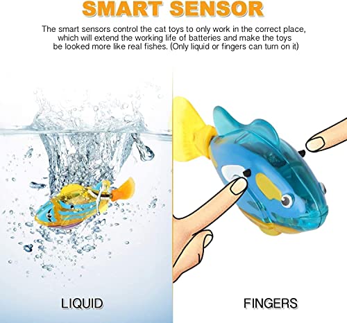 Robo Fish for Cats, Robot Fish Cat Toy, Interactive Robot Swimming Fish Toys for Cat, Activated Swimming in Water with Led Light Plastic Fish Toy Gift, Stimulate Your Cat's Hunter Instincts (3Pcs)