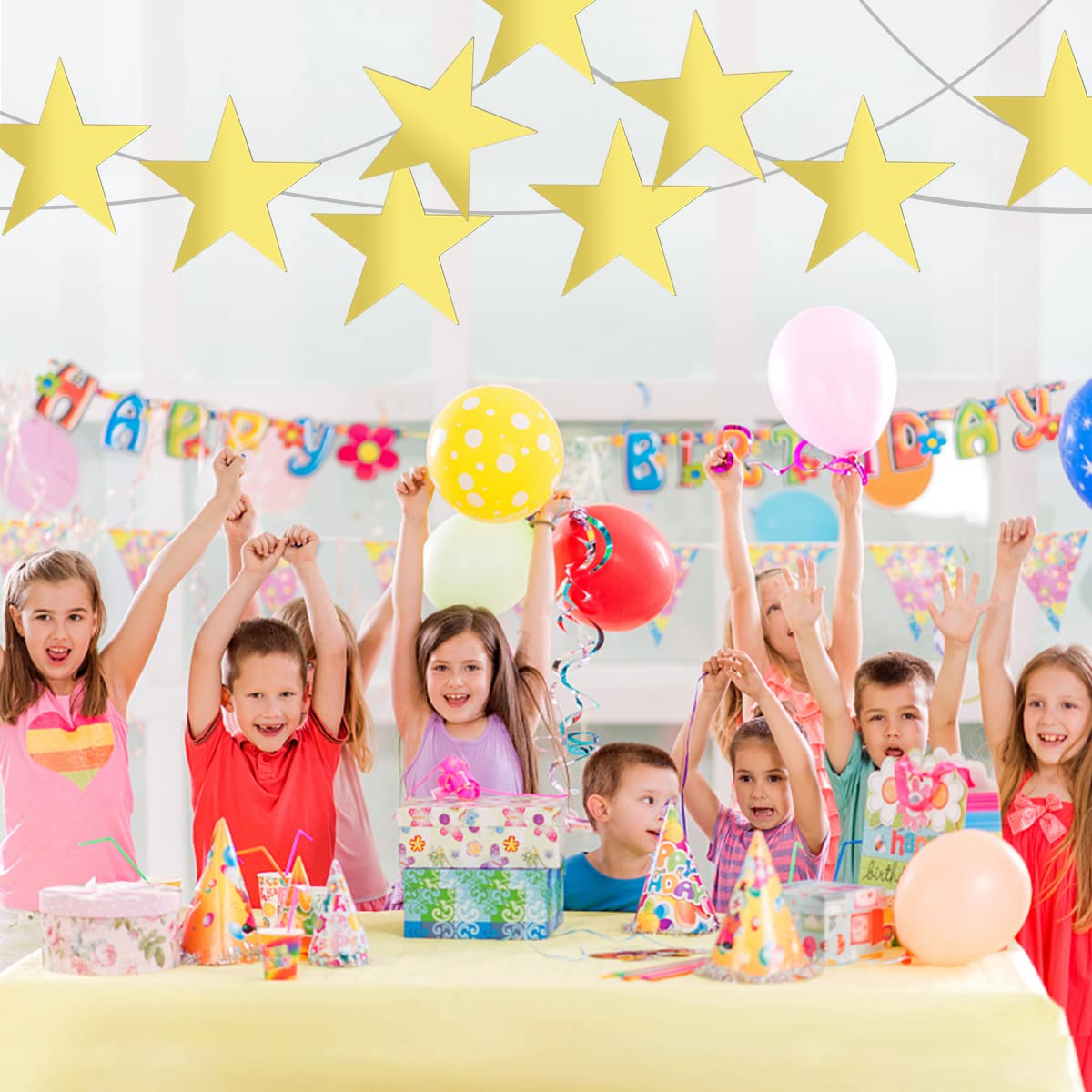 30 Pcs Star Cutouts Double Printed Paper, Star Cutouts Paper, 11 Inch Stars Decoration for Wedding Party Classroom Table DIY Decoration (Gold)