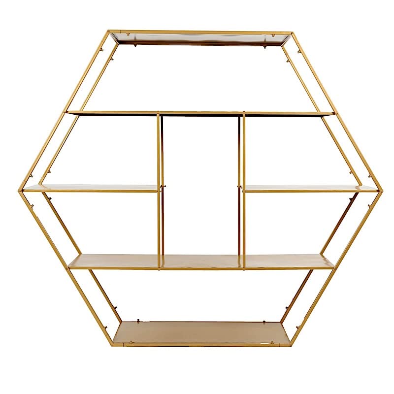 4 feet Gold Large Hexagon Metal Cake Dessert Display Stand Wedding Arch Backdrop Party Events Home Decorations Supplies