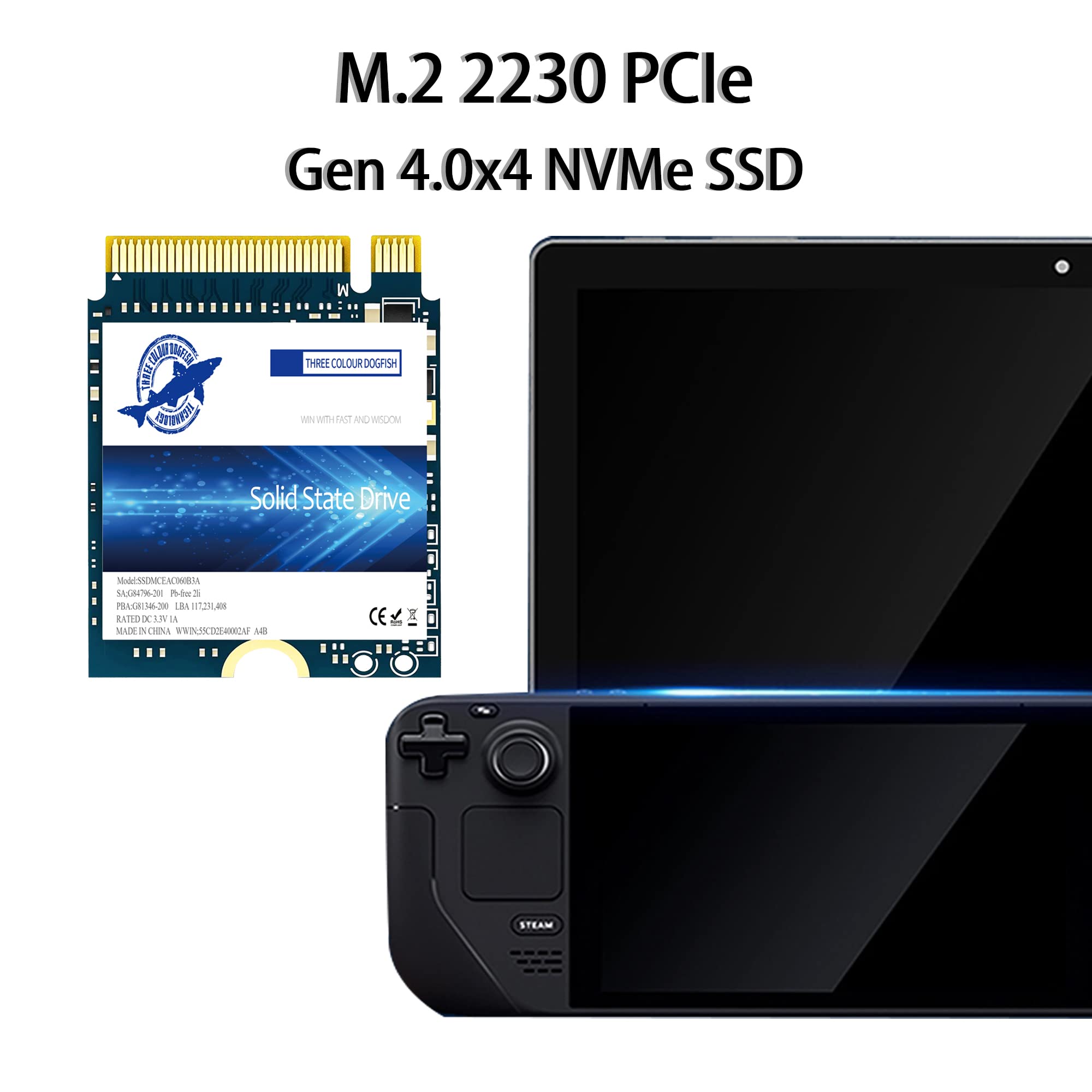 Dogfish SSD M.2 2230 NVMe PCIe 4.0 1TB 3D TLC NAND Gaming Unit?a stato solido interna per Steam Deck PS5 Surface Pro Laptop Desktop (M.2 2230 NVMe 4.0, 1TB)