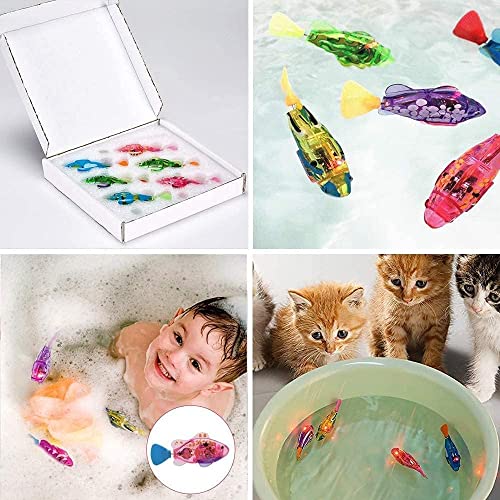 Robo Fish for Cats, Robot Fish Cat Toy, Interactive Robot Swimming Fish Toys for Cat, Activated Swimming in Water with Led Light Plastic Fish Toy Gift, Stimulate Your Cat's Hunter Instincts (3Pcs)