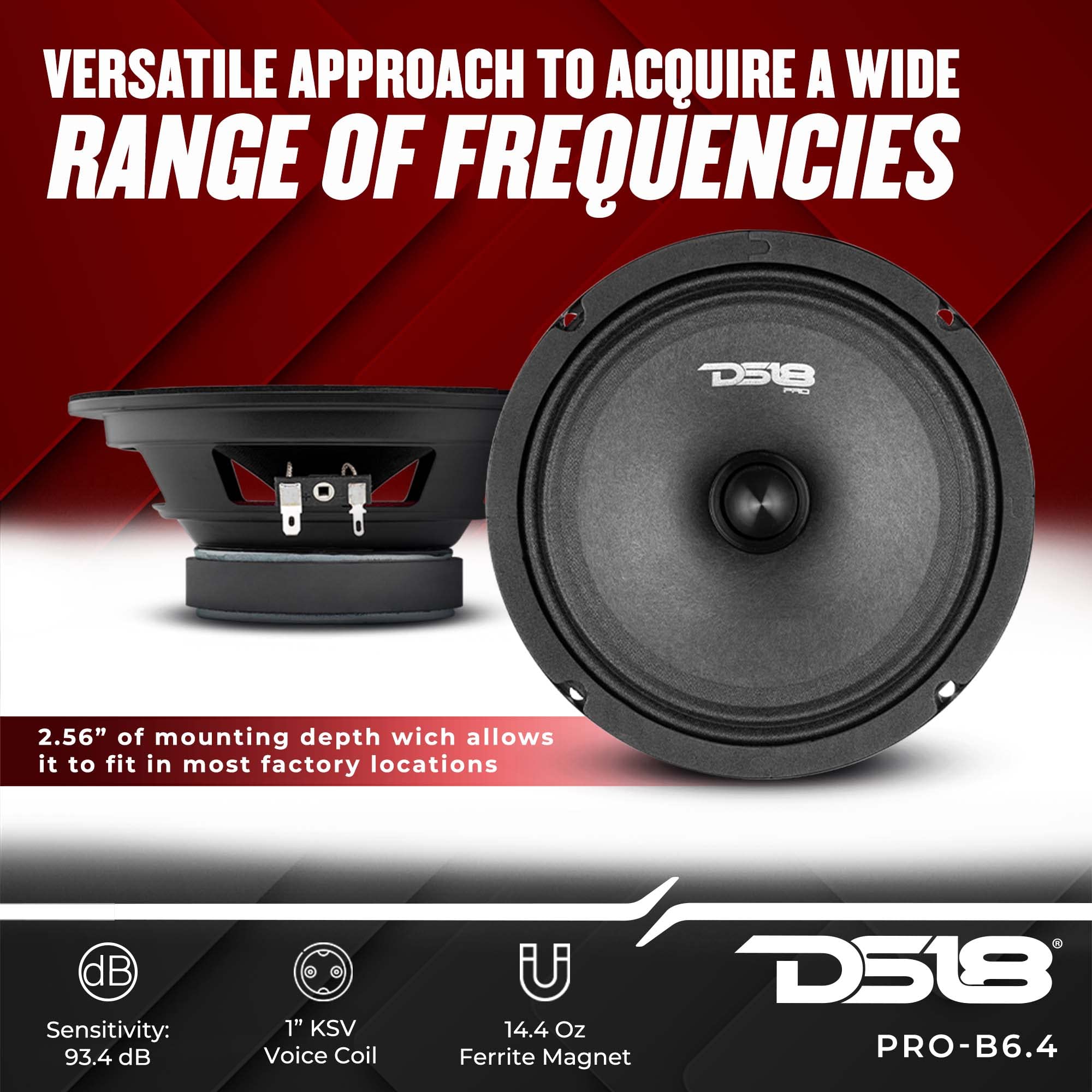 DS18 Bundle Car Speakers - 4X 6.5 Loudspeaker with Bullet 4-Ohm 120 Watts Peak & 4X 3β PRO Aluminum Super Bullet Tweeter 240 Watts Peak with Built in Crossover - Pro Car Audio Package Mid and High