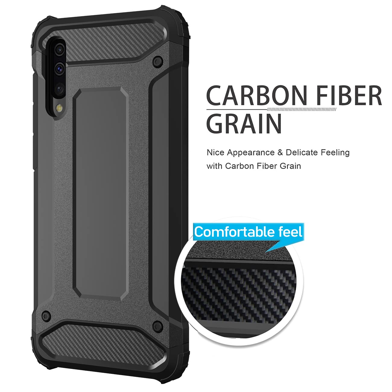 DFTCVBN Phone Case for Huawei P30 Case, ELE-L29 ELE-L09 with HD Screen Protector, Dual Layer Protective Slim Hybrid Cell Phone Cover Shockproof Cases for Huawei p30 Black