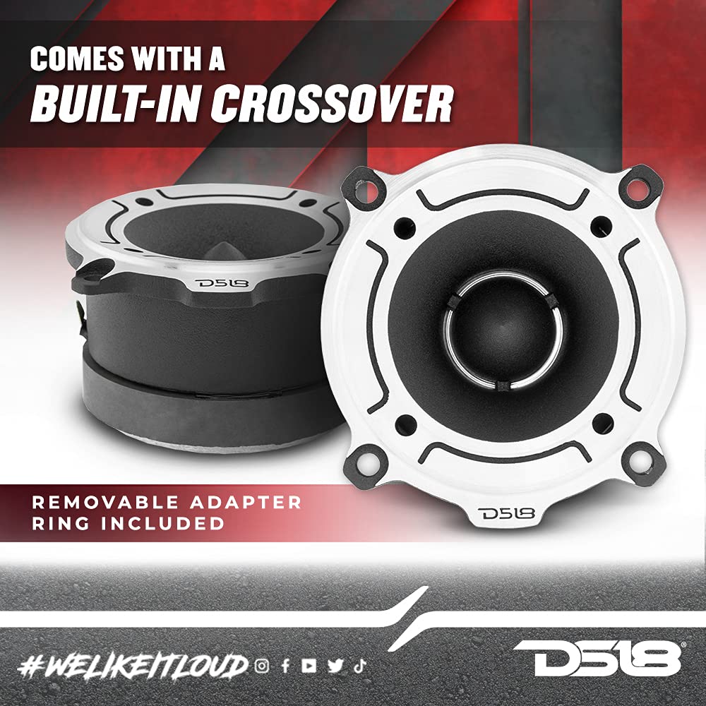 DS18 Bundle Car Speakers - 4X 6.5 Loudspeaker with Bullet 4-Ohm 120 Watts Peak & 4X 3β PRO Aluminum Super Bullet Tweeter 240 Watts Peak with Built in Crossover - Pro Car Audio Package Mid and High