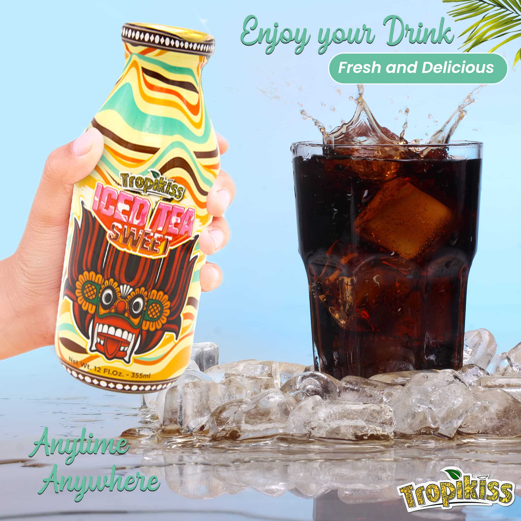 Tropikiss 12-Pack Sweet Iced Tea – Antioxidant-Rich Refreshing Drink | Natural Bottled Ice Tea | Healthy & Flavorful Beverage