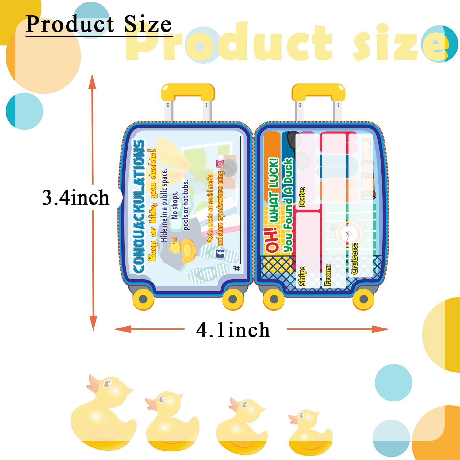 Waxvery Cruising Duck Tags - 35 Pack, Suitcase Shape Design, With Hole and Rubber Bands (Yellow)