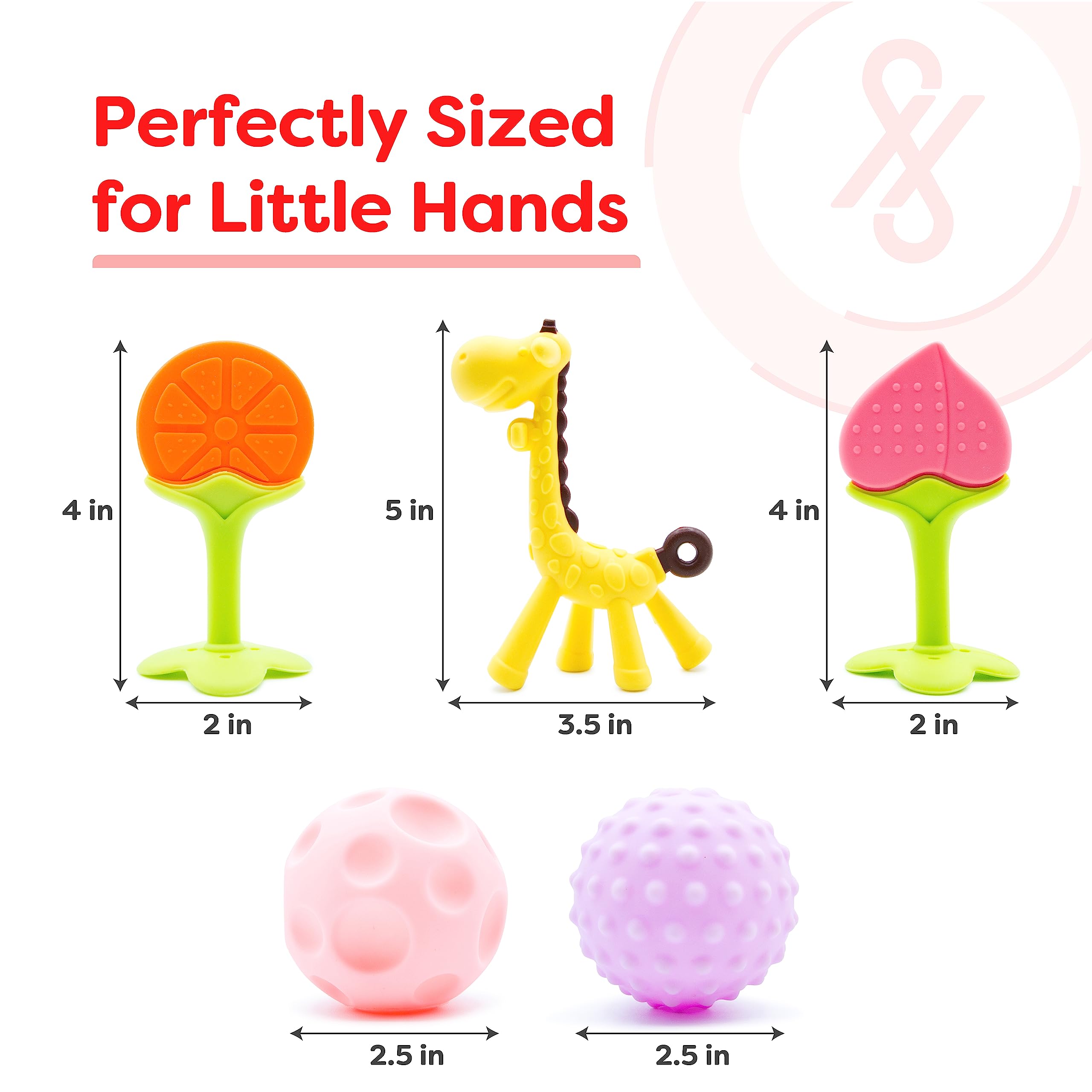 Silicone Teething Toys - Sensory Balls for Babies 0-6 Months - 6-12 Months -Soft Teethers for Baby Soothing and Calming Sensory Teether Toys 5 Pack