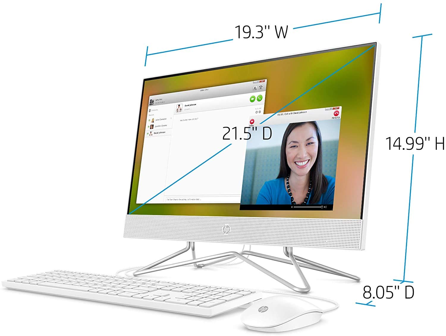 HP 22-inch FHD All-in-One Desktop Computer 2022, Quad-Core Intel Pentium J5040, 12GB DDR4 RAM, 256GB SSD + 1TB HDD, WiFi, Bluetooth, RJ45 LAN, Windows 10 Pro, Snow White, COU 32GB USB