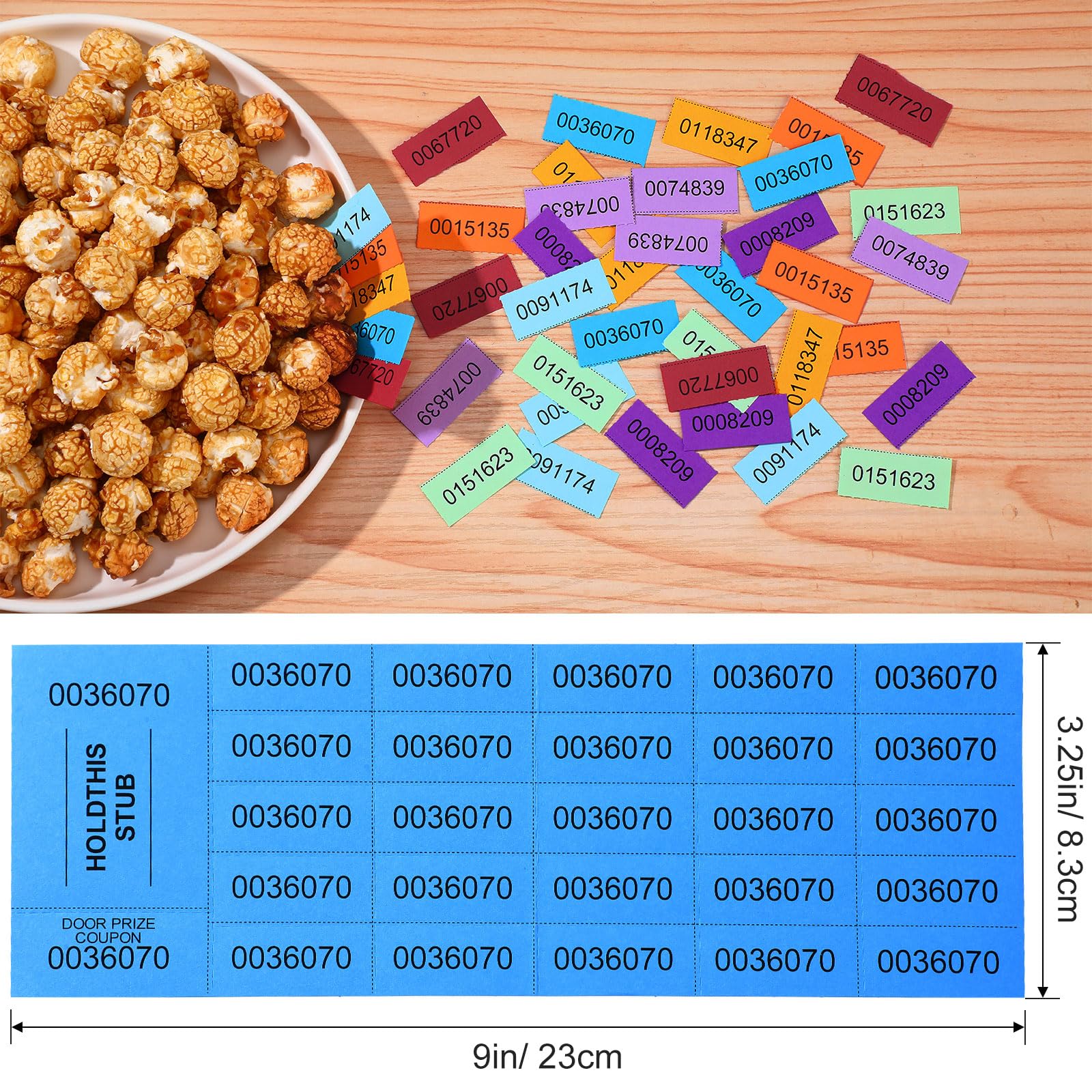Kosiz 2000 Sheets Raffle Ticket 25 Bid Chinese Auction Tickets Tricky Tray Basket Raffle Sheets for Fundraiser Events Carnival Class School Entry Door Prize(Multicolor)