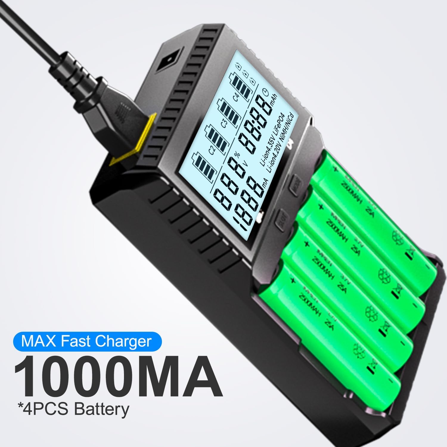 IMREN 18650 Capacity Tester,18650 Battery Charger with Discharge & Testing Function, 21700 Battery Charger with LCD Screen Display Capacity Suit for 18650 21700 20700 1.2V Ni-MH/Ni-CD LiFePO4 Battery