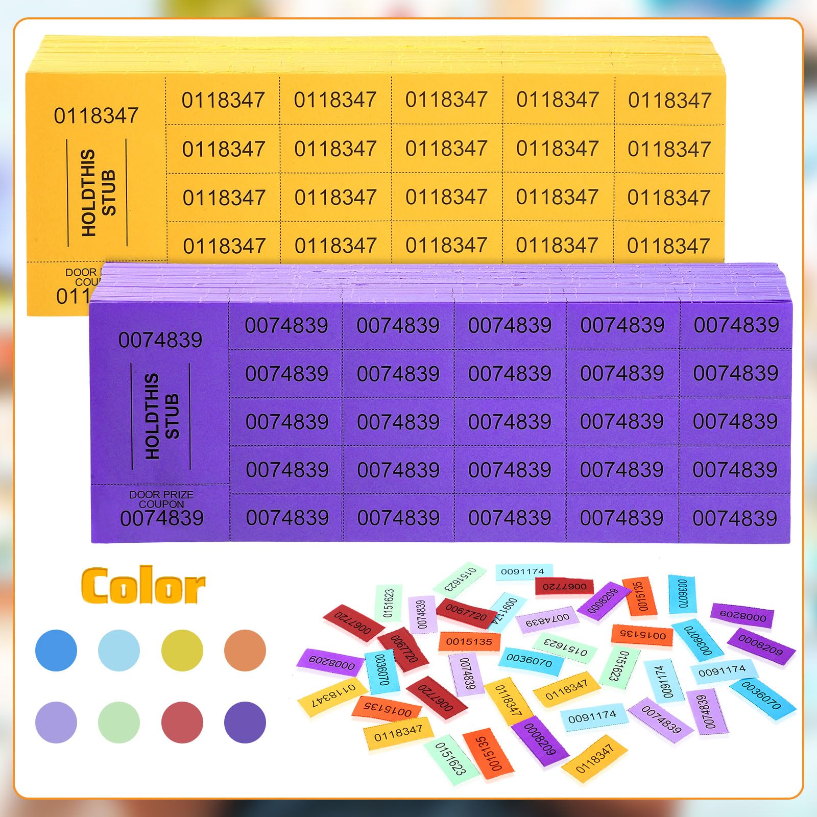 Kosiz 2000 Sheets Raffle Ticket 25 Bid Chinese Auction Tickets Tricky Tray Basket Raffle Sheets for Fundraiser Events Carnival Class School Entry Door Prize(Multicolor)