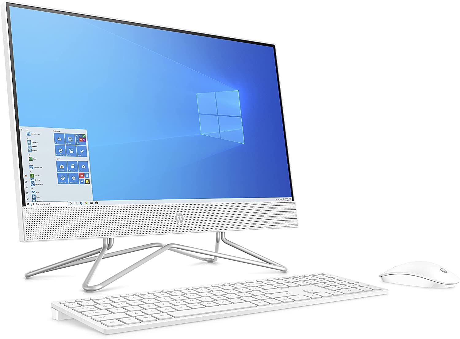HP 22-inch FHD All-in-One Desktop Computer 2022, Quad-Core Intel Pentium J5040, 12GB DDR4 RAM, 256GB SSD + 1TB HDD, WiFi, Bluetooth, RJ45 LAN, Windows 10 Pro, Snow White, COU 32GB USB