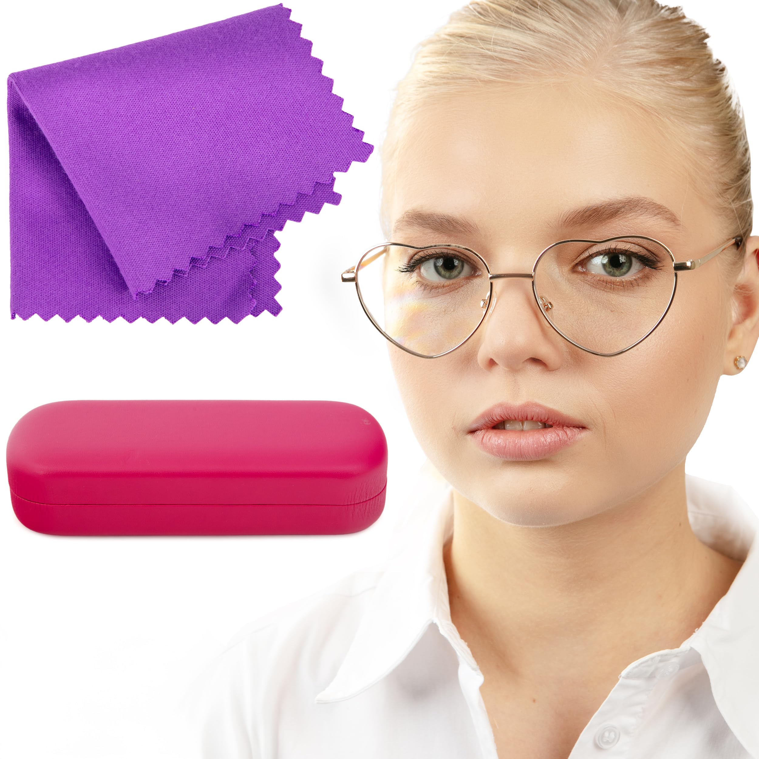 LOYOSE Blue Light Glasses For Woman, Cute Gold Frame Heart Shaped Bluelight Glasses, Blue Light Blocking Glasses for Computer Screen Phone TV Gaming