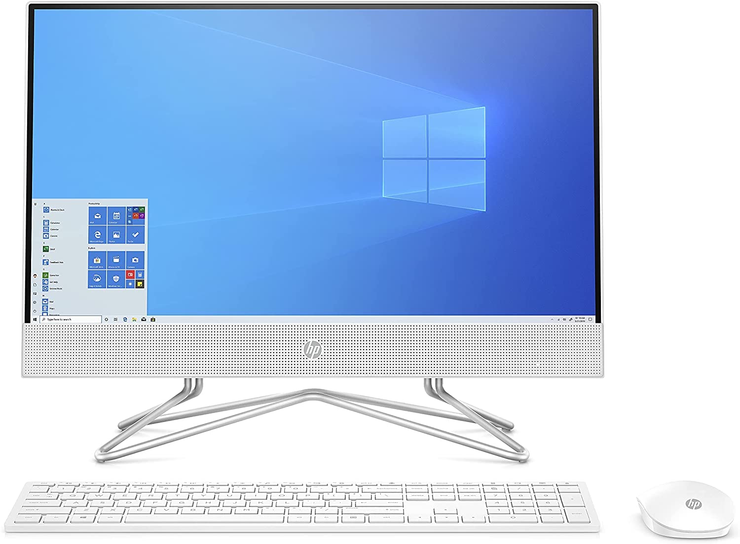 HP 22-inch FHD All-in-One Desktop Computer 2022, Quad-Core Intel Pentium J5040, 12GB DDR4 RAM, 256GB SSD + 1TB HDD, WiFi, Bluetooth, RJ45 LAN, Windows 10 Pro, Snow White, COU 32GB USB