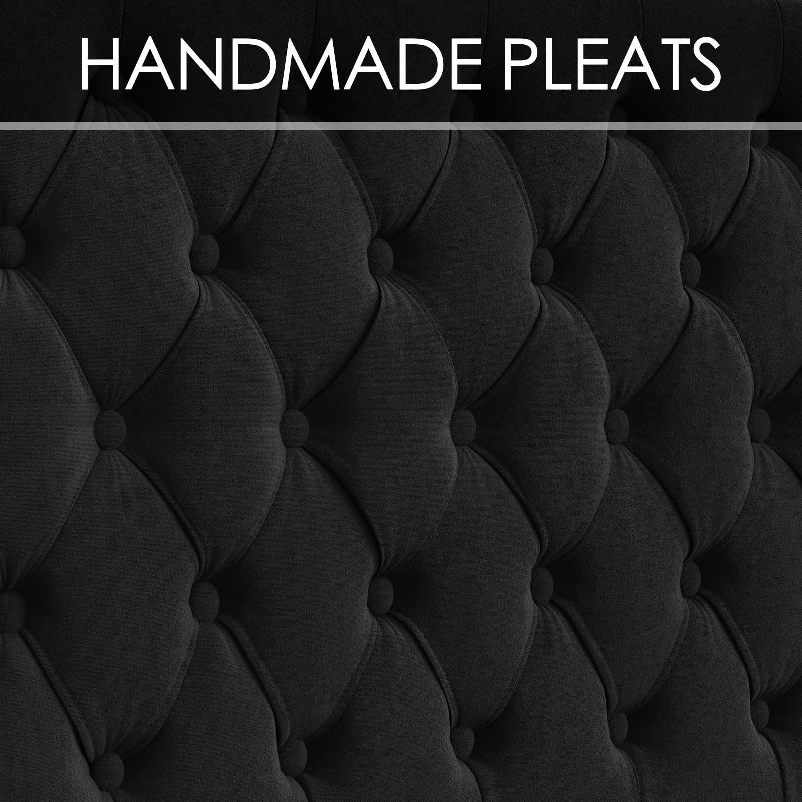 PaPaJet Queen Platform Bed Frame 61.4" Handmade Headboard Velvet Tall Upholstered Bed Deep Button Tufted/No Box Spring Required/Wood Slat Support/Easy Assembly/Black