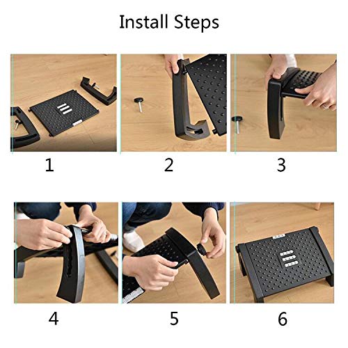 TiKeDa Foot Rest for Under Desk at Work Adjustable,Office Chair Foot Rest with Massage Surface and Roller,Pressure Relief for Comfort,6 Height Adjustable,Ergonomic Tilted Foot Stool for Home,Office