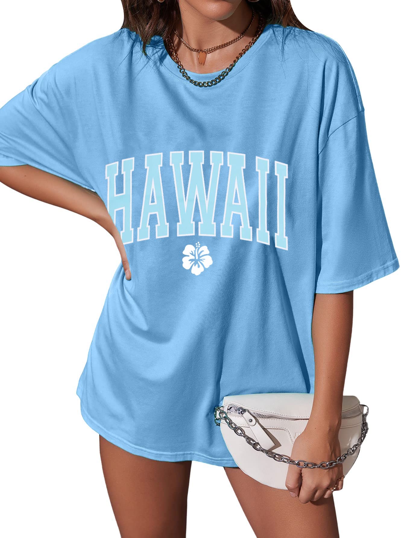 Hawaiian Shirts for Women Oversized Tshirts Shirts Flower Shirt Tropical Vacation Clothes Summer Vacation Tee