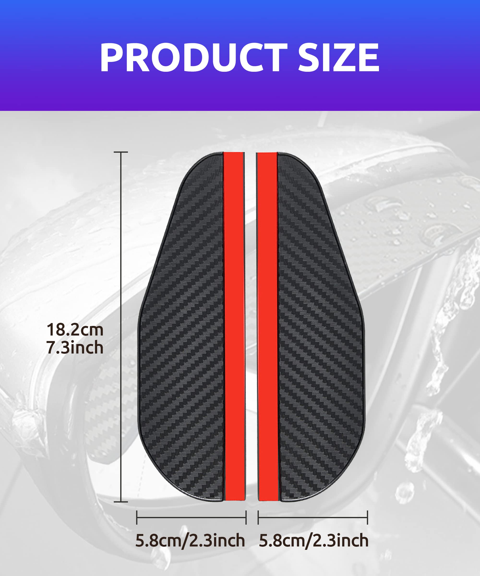 ESEWALAS 2 Pieces Carbon Fiber Eyebrow Side Mirror Rain Guard Sticker,Car Rear View Mirror Rain Visor Guard,Rear View Side Mirror Rain Eyebrow,Car Rear View Mirror Snow Ice Mirror Covers (Black)