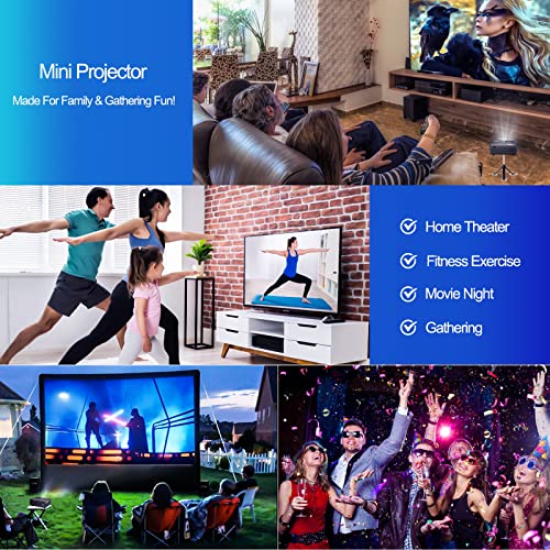 Mini Projector, 1080P Full HD 200” Screen Supported Video Projector, 9200Lux Home Theater Movie Projector Compatible w/Android/iPhone TV Stick HDMI VGA USB AV TF PC Laptop