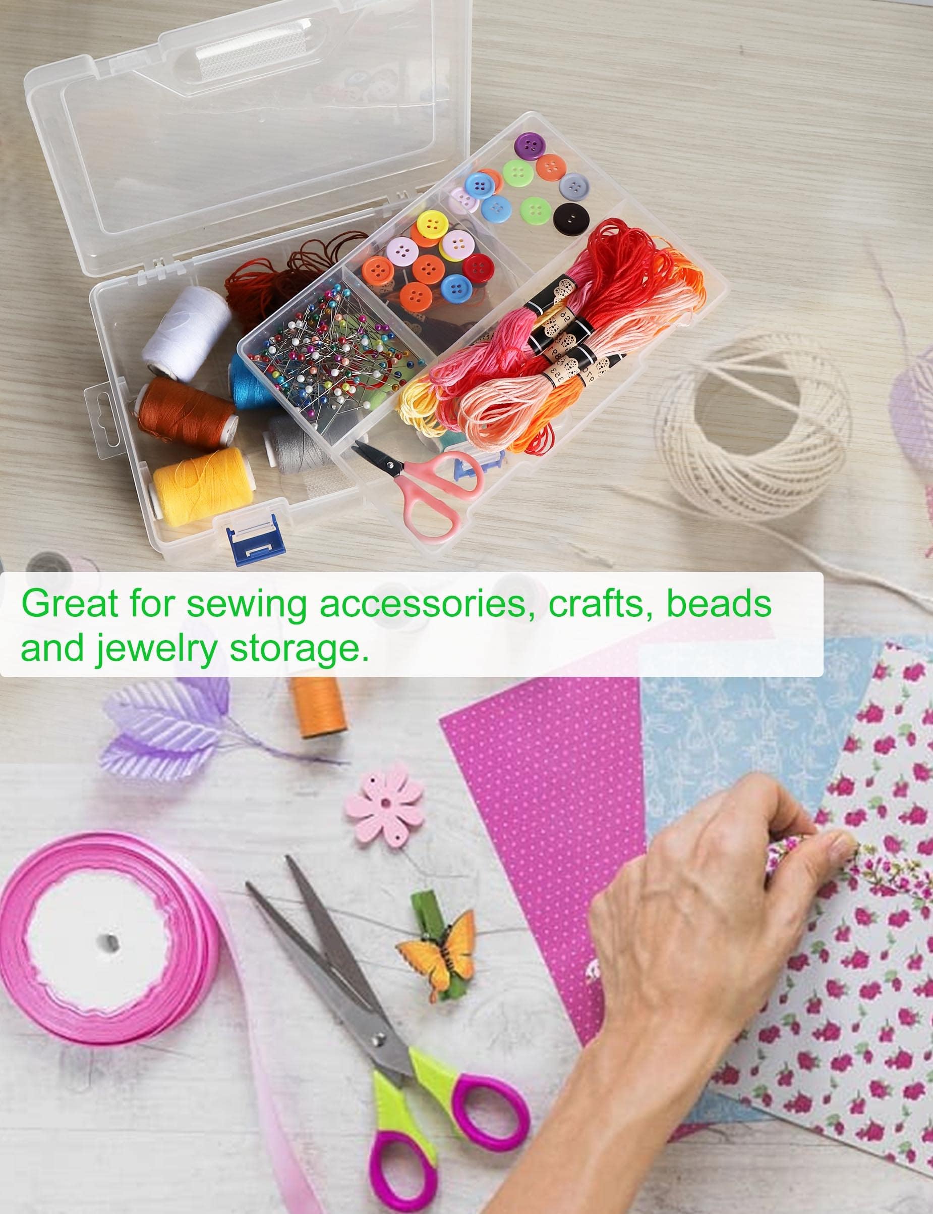 Tnqhuq Bead Organizer Tackle Box Organizer Bead Storage Containers 2-layer Craft Organizer Plastic Organizer Box with Dividers & Removable Tray