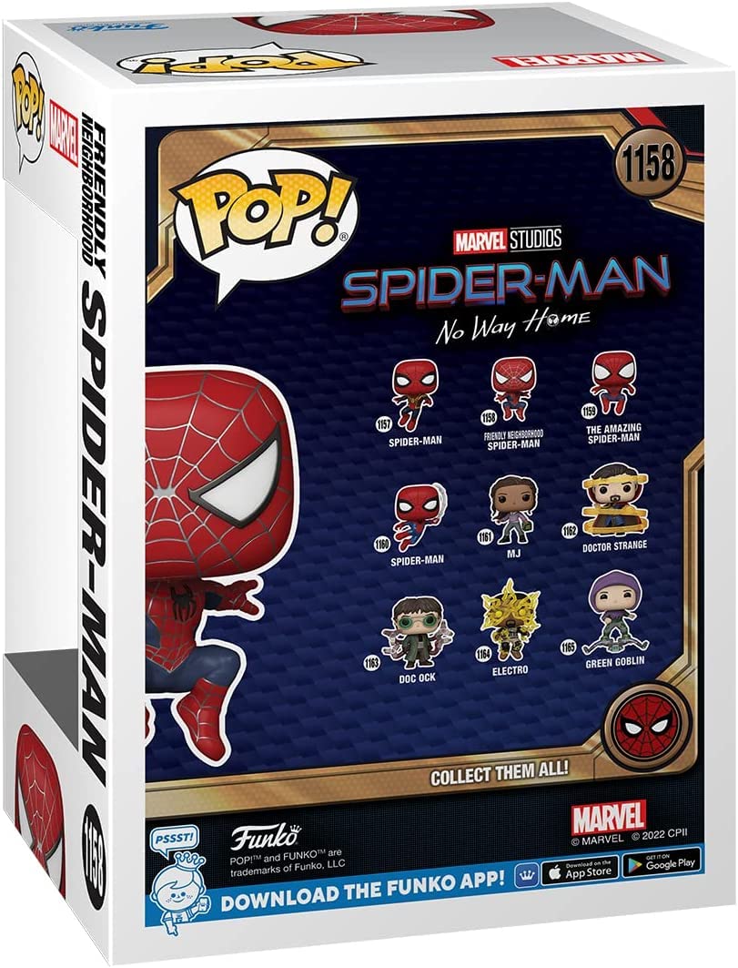 POP Marvel: Spider-Man: No Way Home - Friendly Neighborhood Spider-Man Funko Vinyl Figure (Bundled with Compatible Box Protector Case), Multicolor, 3.75 inches