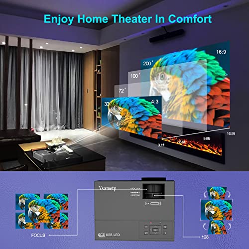 Mini Projector, 1080P Full HD 200” Screen Supported Video Projector, 9200Lux Home Theater Movie Projector Compatible w/Android/iPhone TV Stick HDMI VGA USB AV TF PC Laptop