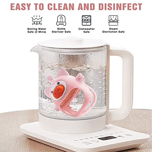 MQGX Baby Teething Toys, Silicone Teether Toys for Babies 0-6 Months Never Drop Pig BPA Free Chew Toys (Water Red)