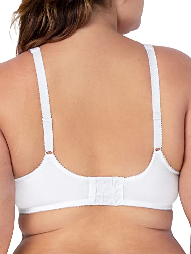 Fruit of the Loom Women's Seamed Soft Cup Wirefree Cotton Bra with Satin Trim, Sand/White, 36C