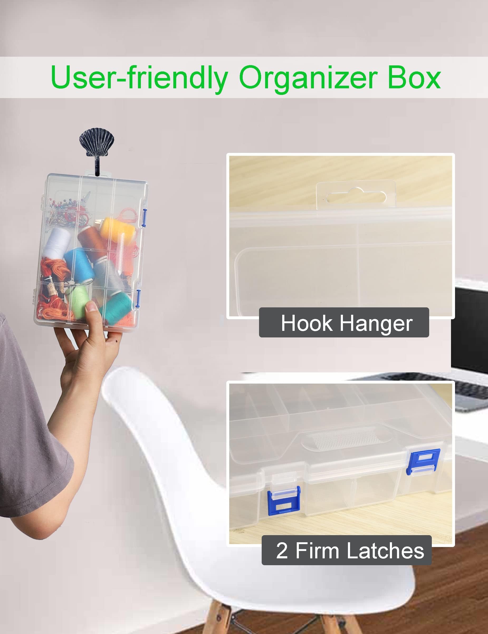 Tnqhuq Bead Organizer Tackle Box Organizer Bead Storage Containers 2-layer Craft Organizer Plastic Organizer Box with Dividers & Removable Tray