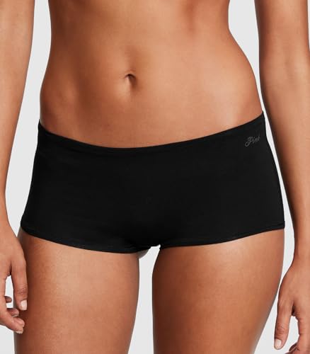 Victoria's Secret PINK Women's Cotton Boyshort Underwear, Panties for Women, Neutral, (S)