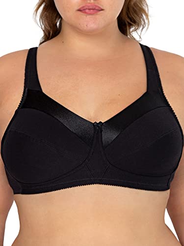 Fruit of the Loom Women's Seamed Soft Cup Wirefree Cotton Bra with Satin Trim, Sand/White, 36C