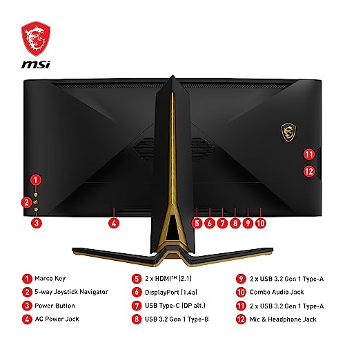 MSI MEG 342C QD OLED, 34" Curved Gaming Monitor, 3440 x 1440 (UWQHD), OLED, 0.1ms, 175Hz, FreeSync Premium, HDR 400, HDMI, DP Port, USB Type C, Tilt, Height