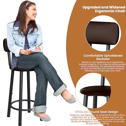 DKLGG Bar Dining Table Set for 4 Industrial Pub Table and Chairs, Kitchen Counter Height Table & 4 PU Leather Upholstered Stools with Backrest Space-Saving Dining Room Table Set for Small Space