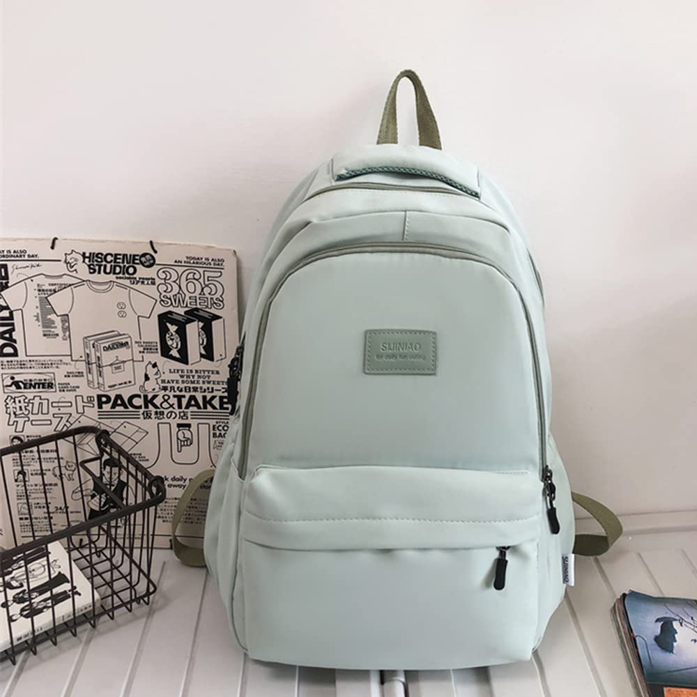 JARKJARD Aesthetic Backpack Cute Backpack for School College Backpack Large Capacity Bookbags for Girls Women Students Casual Travel Daypacks Solid Color(Green)