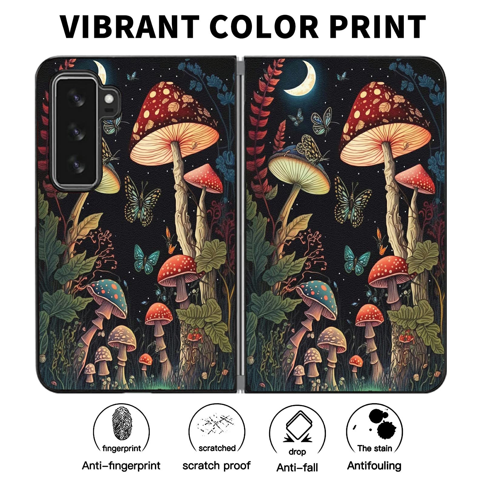 for Microsoft Surface Duo 2 Case for Women Men,AIRWEE Ultra Slim Hard PC Shookproof Fold Case Protective Cover for Microsoft Surface Duo 2 2nd 2021,Mushroom Moon Night