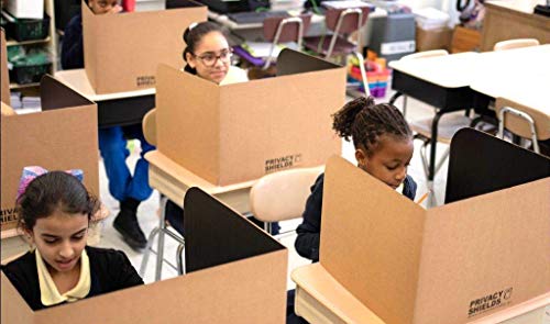 USA-Made Privacy Shields - Voting Booths (30-Pack) - 13" (H) x 20" (W) x 17" (D) - Black Interior (Discourages Graffiti) - Kraft Brown Exterior - Privacy Partitions for Students - Desk Separators