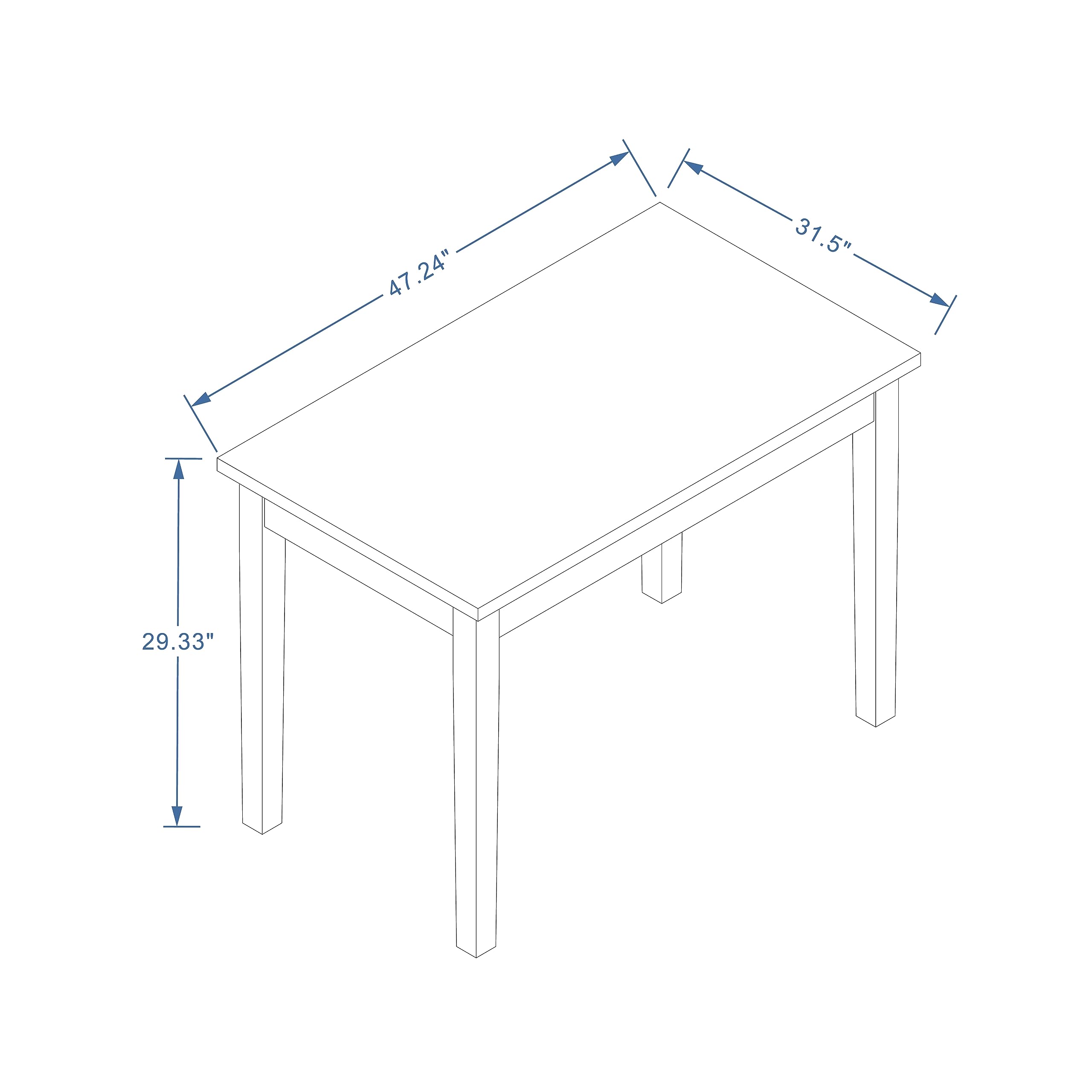Glenwillow Home 48" Rectangular Solid Wood Dining Table in White