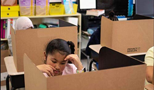 USA-Made Privacy Shields - Voting Booths (30-Pack) - 13" (H) x 20" (W) x 17" (D) - Black Interior (Discourages Graffiti) - Kraft Brown Exterior - Privacy Partitions for Students - Desk Separators